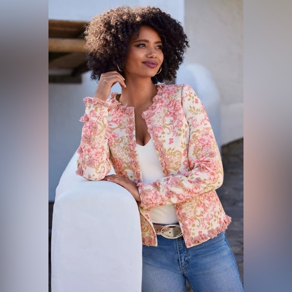 Boston Proper | Jackets & Coats | Boston Proper Status Print 3d Floral ...